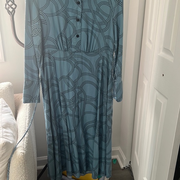 Dresses | Blue Long Sleeved Dress With Tieback From Primark | Poshmark
